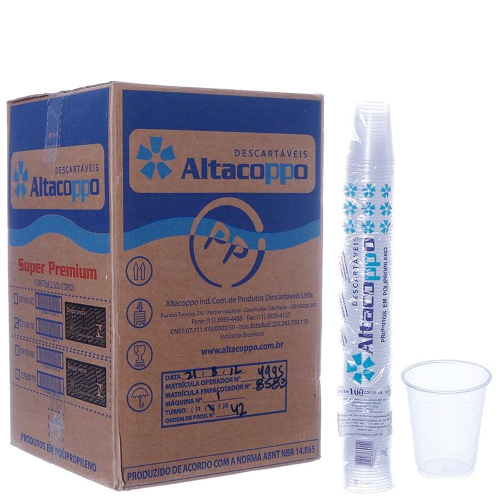 Altacoppo Copo Abnt/12 Transp 180Ml C/25X100 - castropil