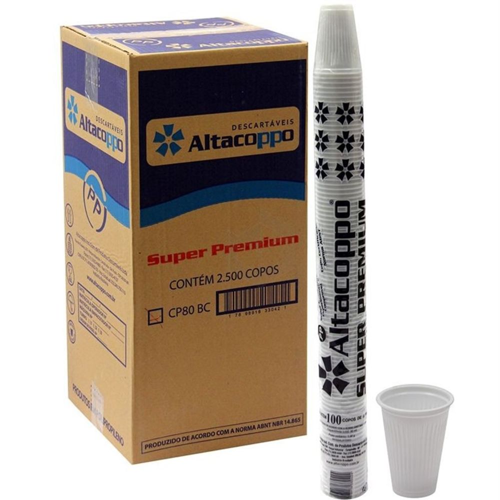 Altacoppo Copo Abnt/12 Branco 080Ml C/25X100 - castropil