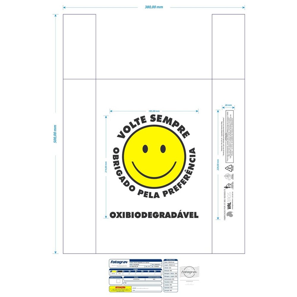 Sacola Plast Br Mil Imp V.Sempre 38X50 C/1000 - castropil